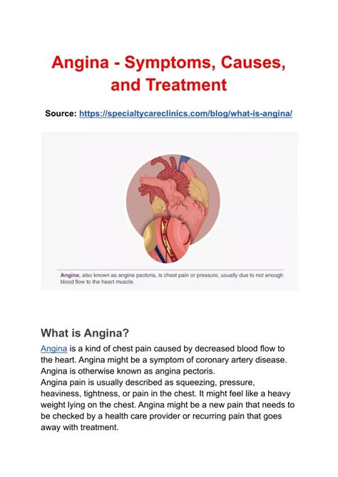 Ppt Angina Symptoms Causes And Treatment Powerpoint Presentation