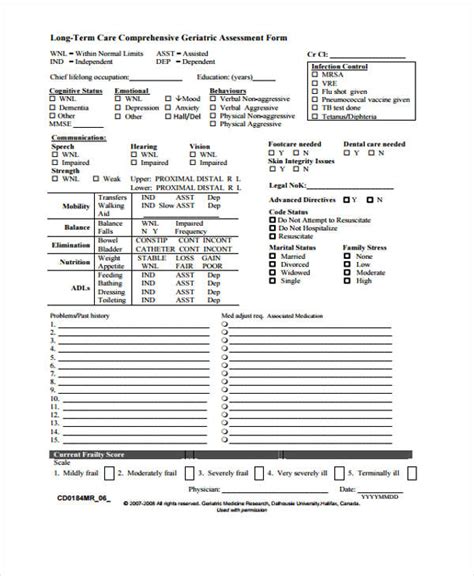 Comprehensive Clinical Assessment Template Prntbl