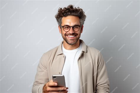 Premium Photo Male App Developer With Smartphone