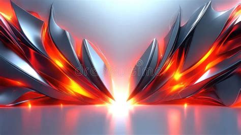 Abstract Metallic Design With Glowing Elements Creating A Dynamic Visual Effect Stock