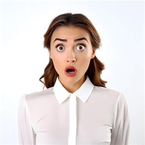 Premium Photo Portrait Of An Adult Businesswoman Surprised Face