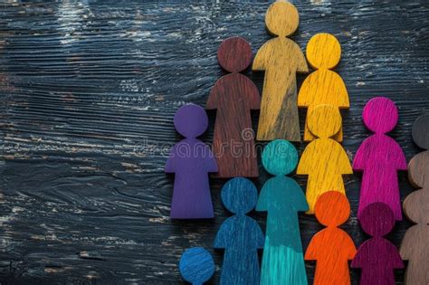 Diverse Wooden Figures Representing Community And Teamwork On A Textured Background Symbolizing