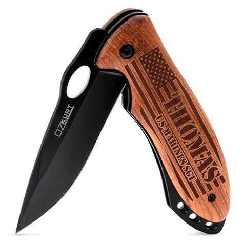 Custom Engraved American Flag Pocket Knife Stainless Steel Tshire