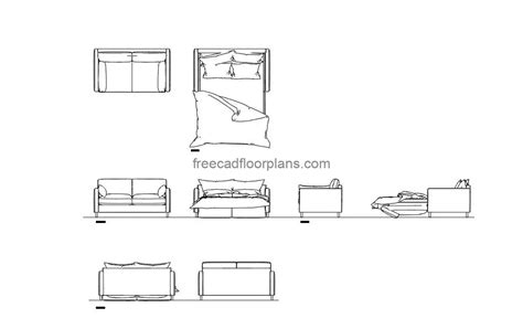 Convertible Sofa Bed Free Cad Drawings