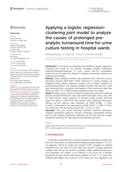 Pdf Applying A Logistic Regression Clustering Joint Model To Analyze The Causes Of Prolonged