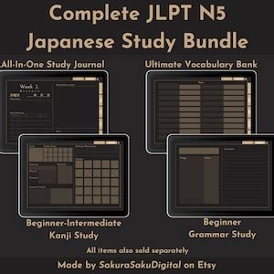 BUNDLE Japanese JLPT N Study Pack All In One Beginner Intermediate Kanji Beginner