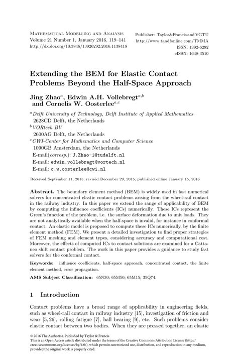 Pdf Extending The Bem For Elastic Contact Problems Beyond The Half
