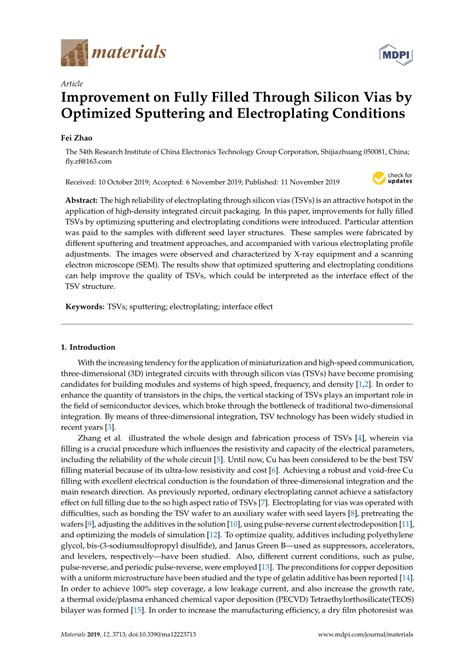 Pdf Improvement On Fully Filled Through Silicon Vias By Optimized Sputtering And