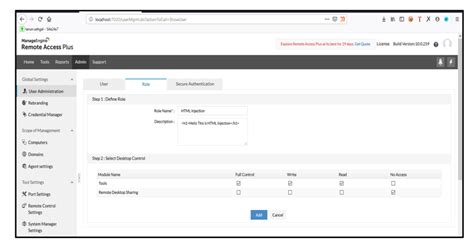 Html Injection Vulnerability In Manage Engine Remote Access Plus