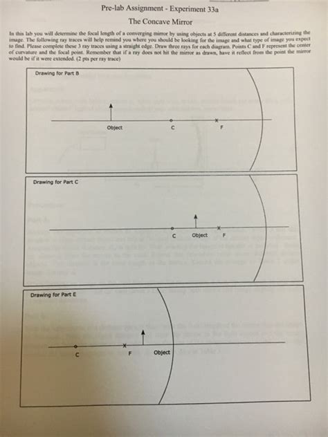 solved pre lab assignment experiment 33a the concave mirror
