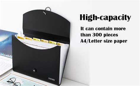 4 Pcs 7 Pockets Expanding File Folder Tranbo A4 Concertina File Organiser Elastic Cord Closure