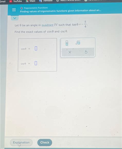 Solved Trigonometric Functions Finding Values Of Chegg Com