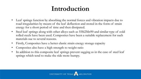 Static And Dynamic Analysis Of A Composite Leaf Spring Ppt