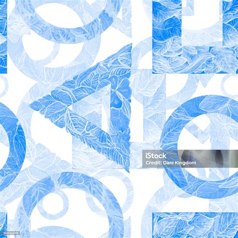 수채화 패턴 지오메트리 추상 흰색 배경에 파란색 단풍으로 이음새가 없는 디자인 손으로 그린 일러스트 레이 션 0명에 대한 스톡 벡터 아트 및 기타 이미지 Istock