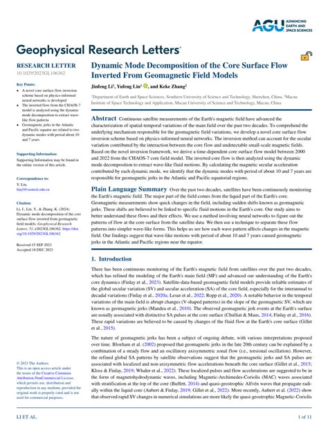 Pdf Dynamic Mode Decomposition Of The Core Surface Flow Inverted From Geomagnetic Field Models
