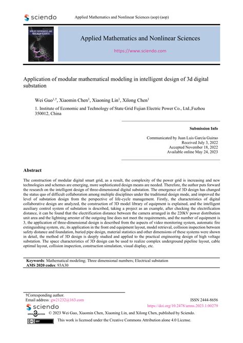 Pdf Application Of Modular Mathematical Modeling In Intelligent Design Of 3d Digital Substation