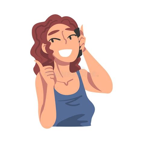 Cheerful Girl Talking On Phone Young Woman Communicating Using