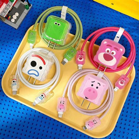 애플 아이폰용 충전기 케이스 데이터 케이블 보호기 귀여운 만화 휴대폰 전원 어댑터 보호 슬리브 헤드 쉘 18w 20w 위시버킷