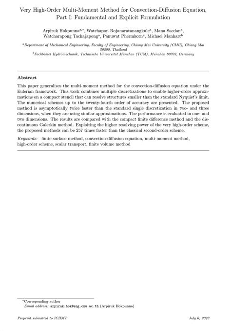 PDF Cover Page Very High Order Multi Moment Method For Convection