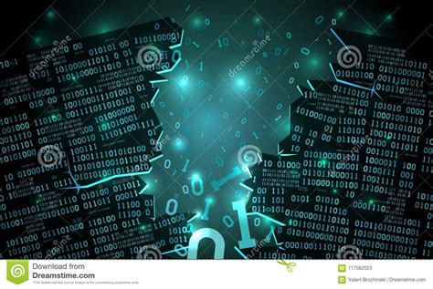 Abstract Futuristic Cyberspace With A Hacked Array Of Binary Data