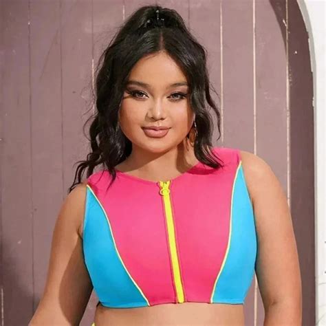 Cupshe Swim Cupshe Tabria Majors Cali Colorblock Zip Up Bikini Top