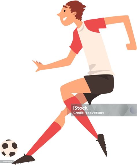 축구 선수는 공을 걷어 차 유니폼 축구 벡터 일러스트 레이 션에서 풋볼 플레이어 캐릭터 Championship에 대한 스톡 벡터 아트 및 기타 이미지