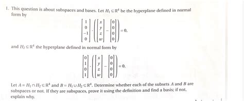 solved this question is about subspaces and bases let