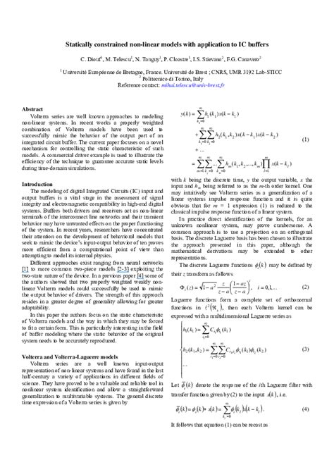Pdf Statically Constrained Nonlinear Models With Application To Ic Buffers