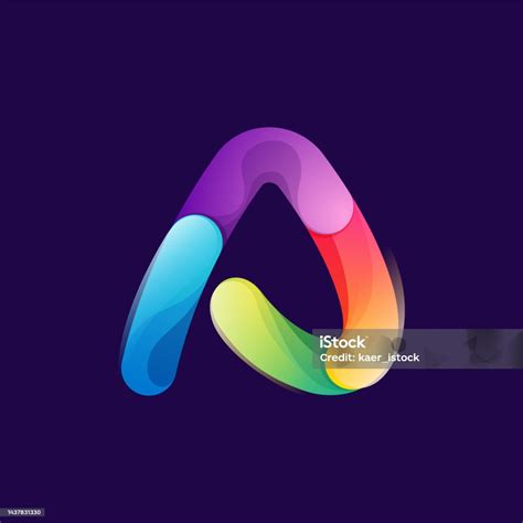 편지 화려한 선이 겹쳐져 있는 로고입니다 무지개 생생한 그라데이션 현대 아이콘입니다 로고에 대한 스톡 벡터 아트 및 기타 이미지