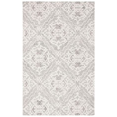 Safavieh Micro Loop Greyivory 8 Ft X 10 Ft Floral Medallion