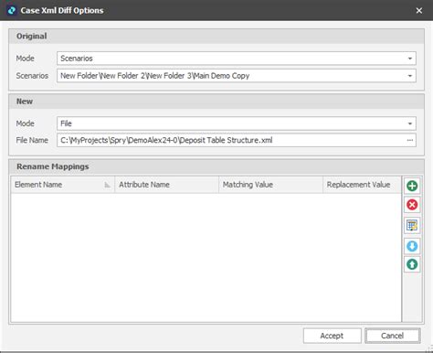 Case Xml Diff Options
