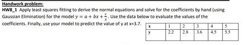 Solved Handwork Problem HW Apply Least Squares Fitting Chegg Com