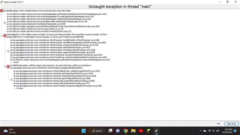 Uncaught Exception In Main Rfabricmc