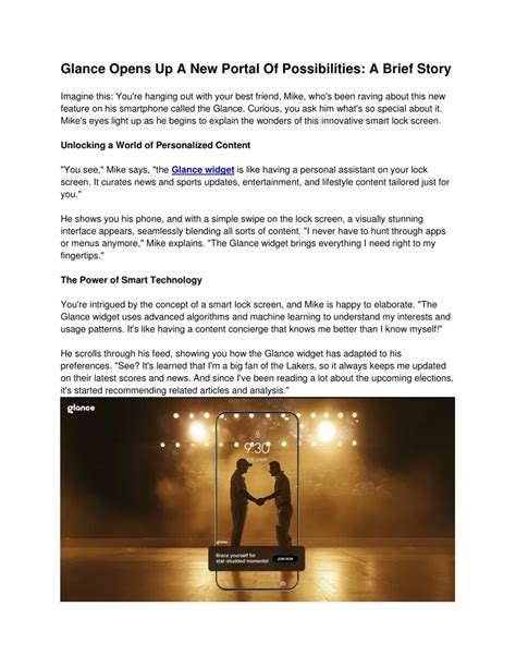 Ppt Glance Opens Up A New Portal Of Possibilities A Brief Story