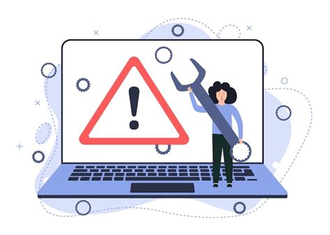 Premium Vector Illustration Of A Broken Laptop Error Warning Sign On