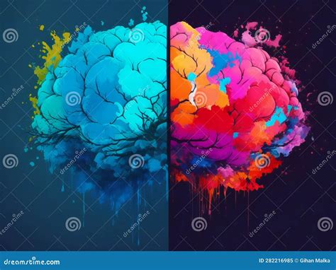 Left And Right Side Of Human Brain Generative Ai Stock Illustration Illustration Of Fusion