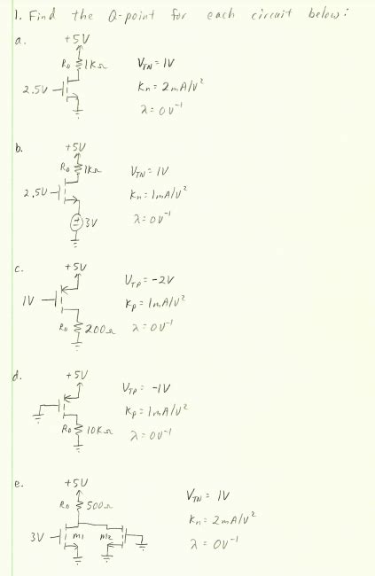 Solved Find The Q Point For The Circuits Below Id Vds