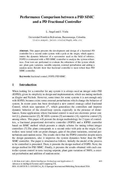 Pdf Performance Comparison Between A Pid Simc And A Pd Fractional