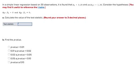 solved in a simple linear regression based on 30