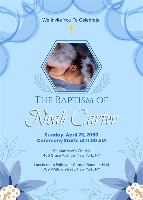Free Blue Baptism Invitation Template To Edit Online