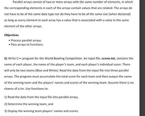Solved Parallel Arrays Consist Of Two Or More Arrays With