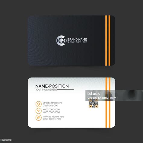 회사 로고와 모형이 있는 현대적인 세련된 카드 벡터 명함 템플릿입니다 배경이 있는 비즈니스 및 개인 사용을 위한 방문 카드입니다 명함에 대한 스톡 벡터 아트 및 기타 이미지