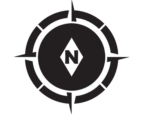 Compass Black Minimalist Icon With North Direction Marker And Circular