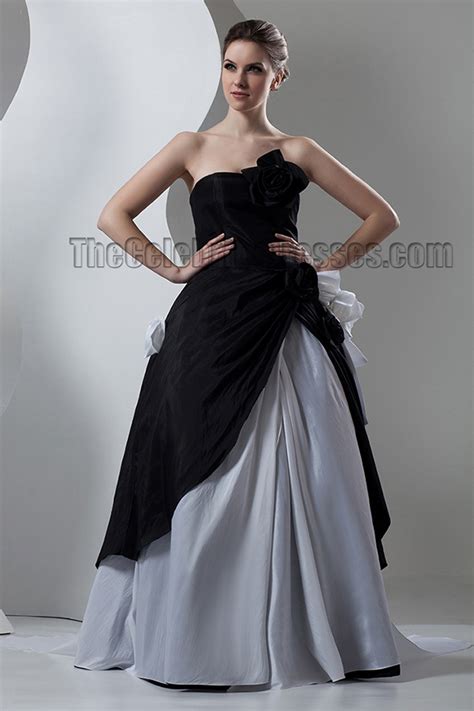 Black And Silver Strapless A Line Formal Dress Prom Gown