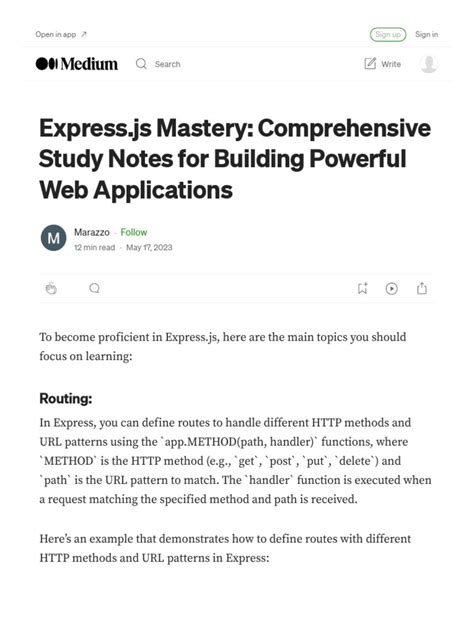 Express Js Mastery Comprehensive Study Notes For Building Powerful