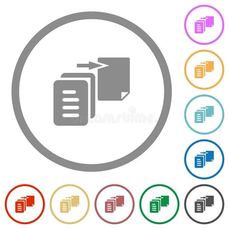 Move File Solid Flat Icons With Outlines Stock Vector Illustration Of