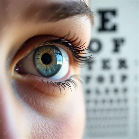 Eye With A Vision Chart An Eye In The Foreground With A Classic Vision Test Chart Fading Into
