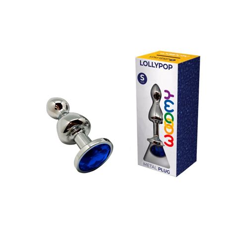 Wooomy Lollypop Double Ball Metal Gem Plug Medium Red Black