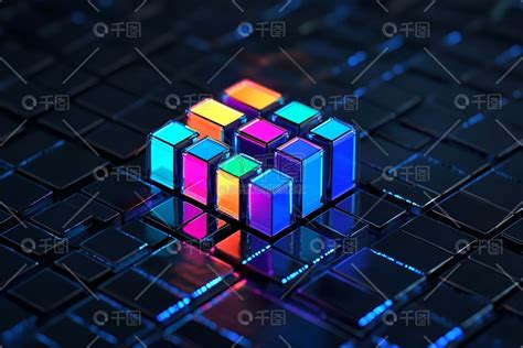 反光效果ai数字艺术 机器学习科技3d渲染科技感未来感立方体结构渐变色彩插画 Ai图片免费下载 Png格式 4032像素 编号72100922 千图网