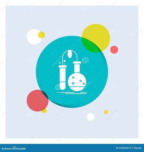 Testing Chemistry Flask Lab Science White Glyph Icon Colorful Circle Background Stock Vector